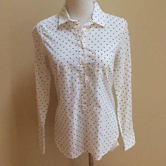 J. Crew | Tops | Jcrew Polka Dot Button Down Top Xs | Poshmark